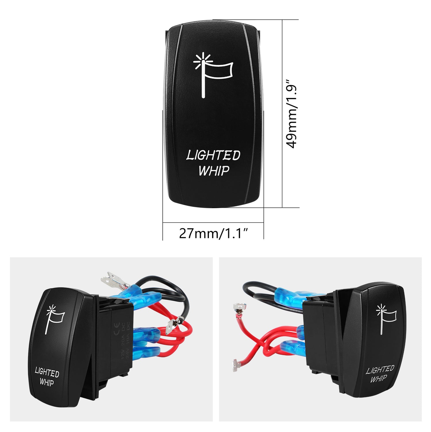Universal UTV ATV 12V LED Rocker Switch ON-OFF Toggle Laser