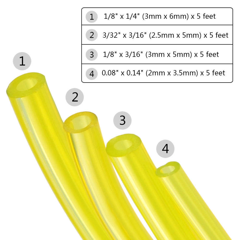 4x Polyurethane Petrol Fuel Gas Line Pipe Hose Tube For Trimmer/Chains