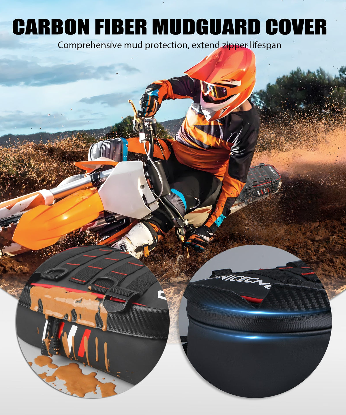 Rear Fender Bag with Tool Roll Bag For Dirt Bike Adventure
