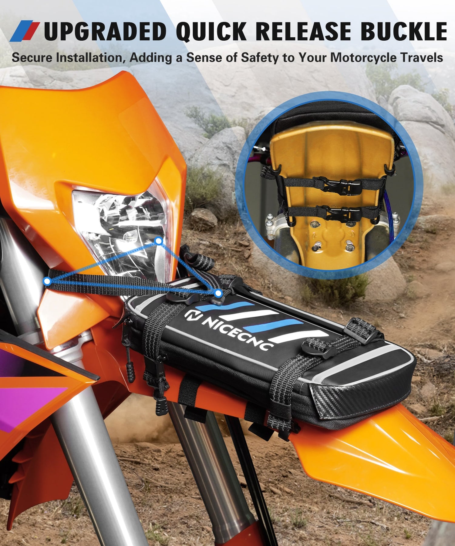 Motorcycle Front Fender Bag with Tool Roll For Dirt Bikes
