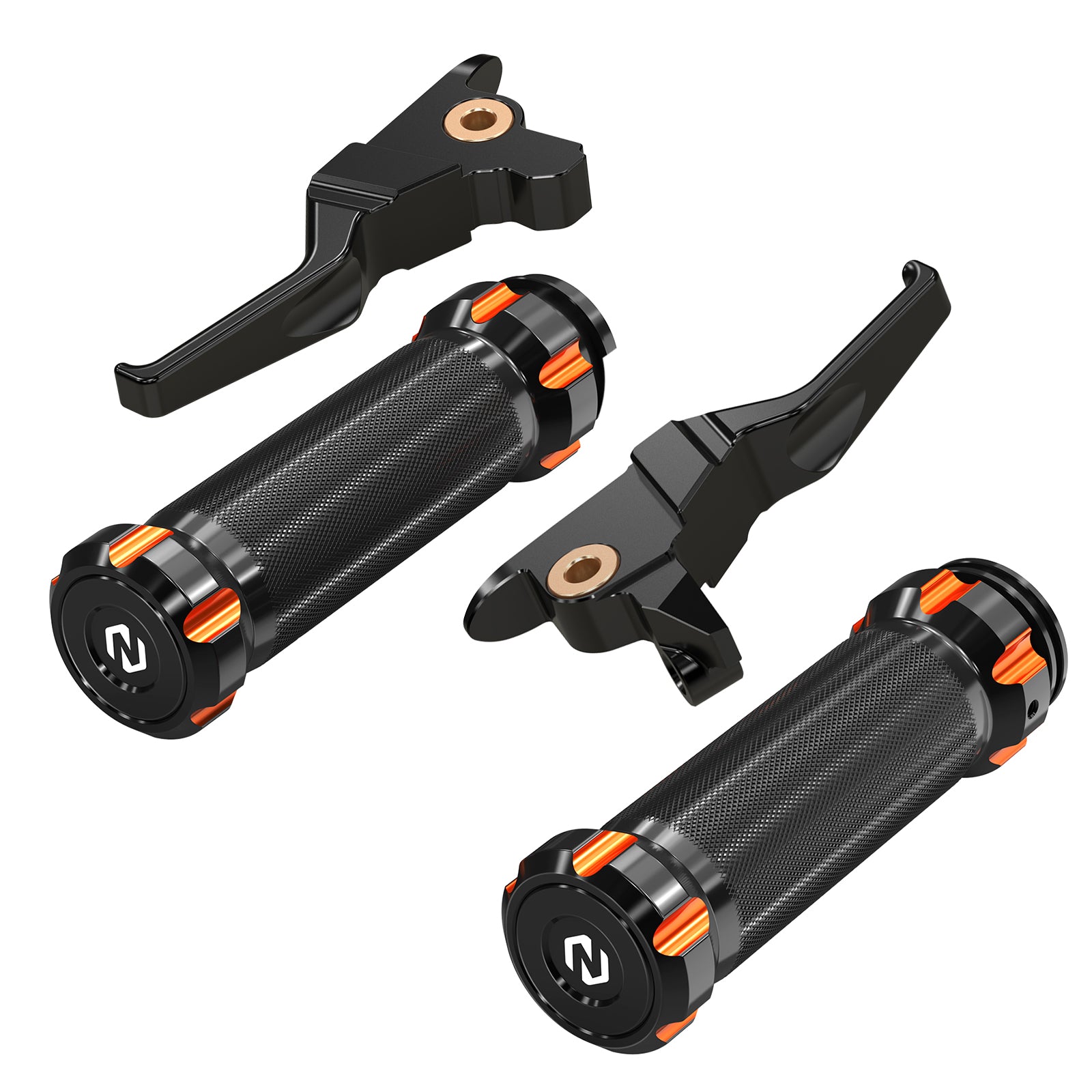 Short Clutch Brake Lever + Handlebar Grips For Harley Road King Electr