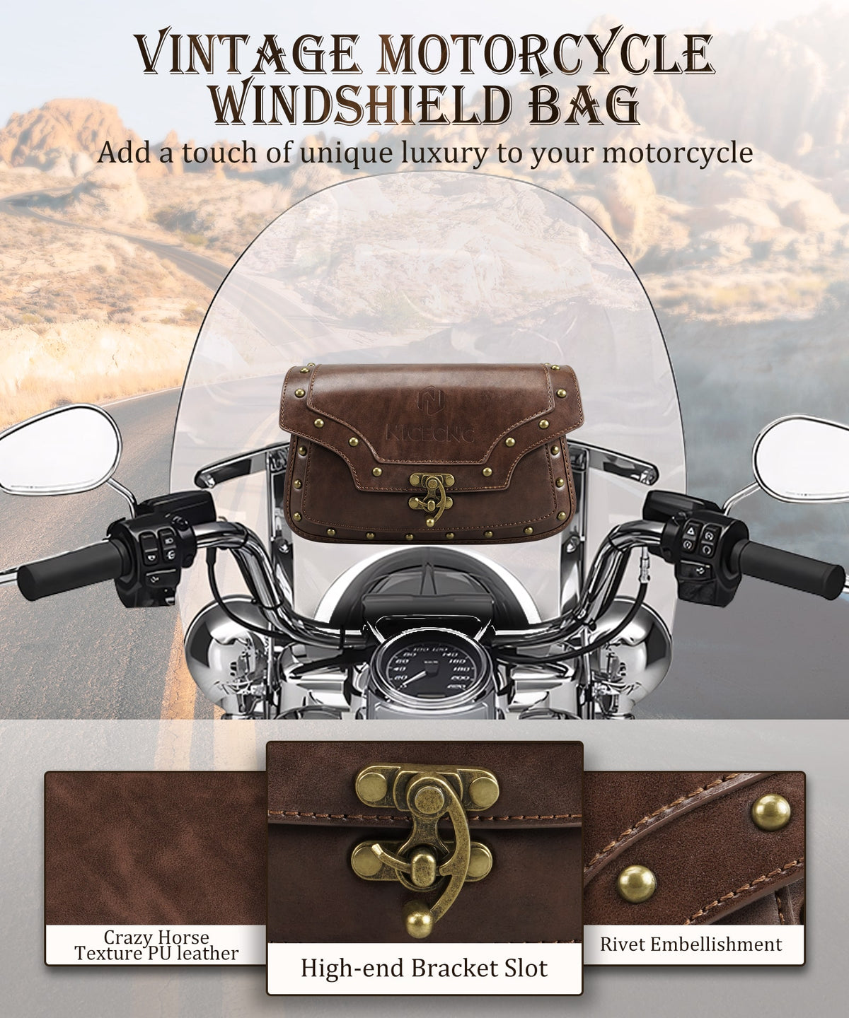 Motorcycle Windshield Bag For Harley Davidson Road King