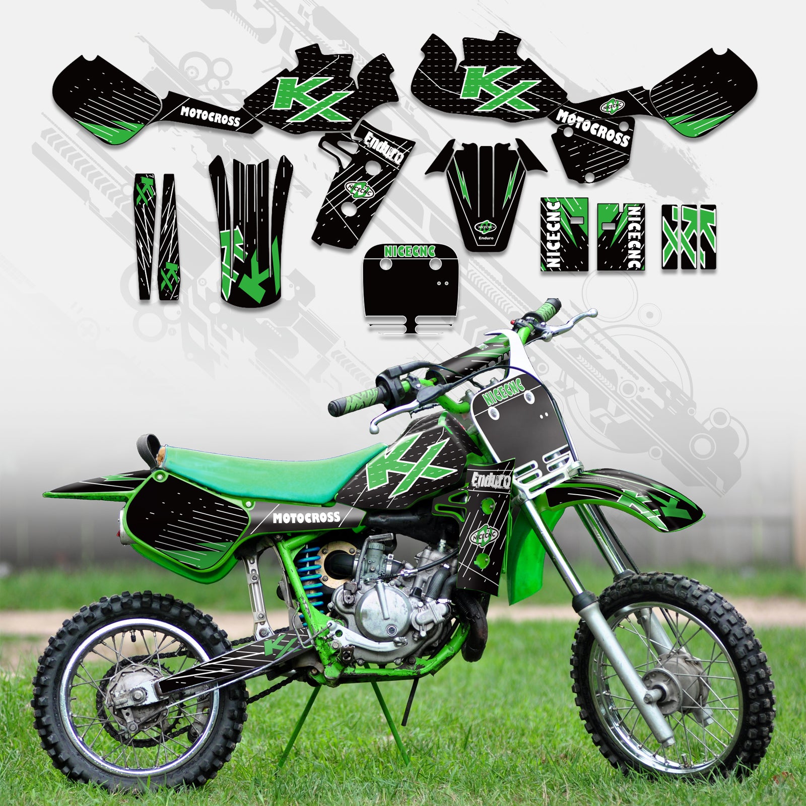 Motorcycle Full Graphics Decals Stickers Kit For KAWASAKI KX60 1985-20