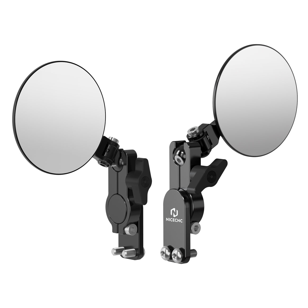 Motorcycle Round Quick Flip Adjustable Convex Mirrors Kit