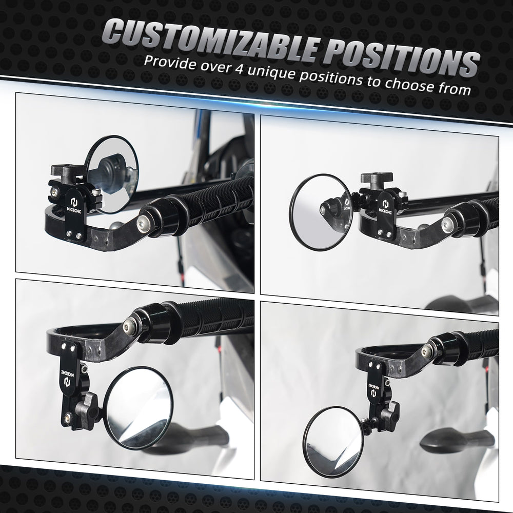 Motorcycle Round Quick Flip Adjustable Convex Mirrors Kit