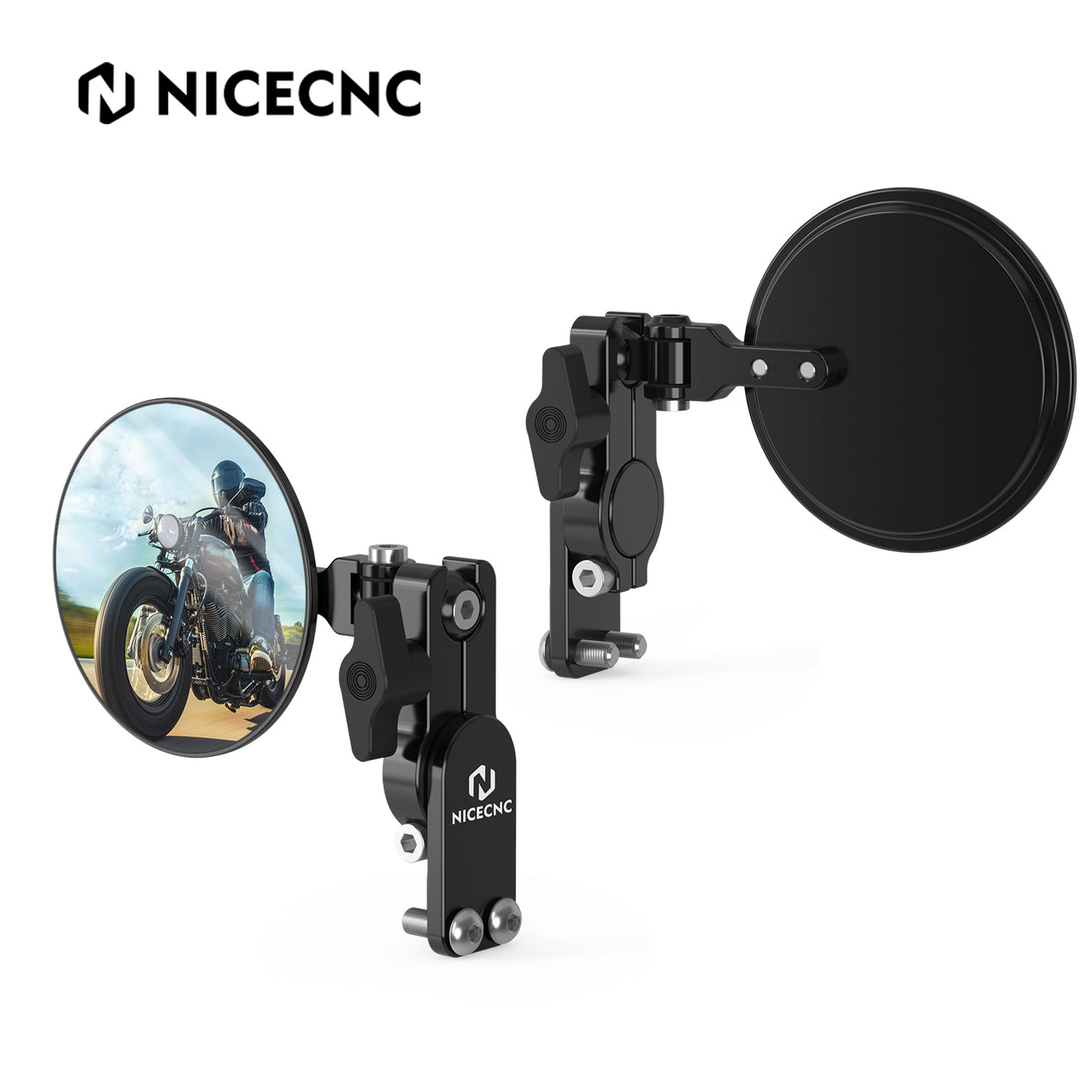 Motorcycle Round Quick Flip Adjustable Convex Mirrors Kit