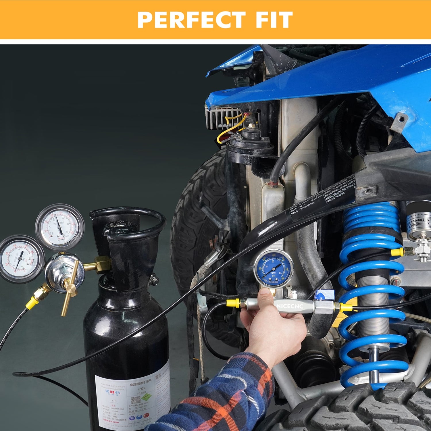 Powersports Nitrogen Shock Fill Tool Kit with 2" 600psi Regulator