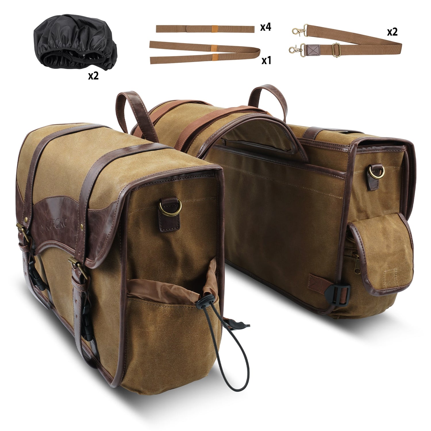 Waxed Canvas Motorcycle Saddle bags Panniers Side Bags