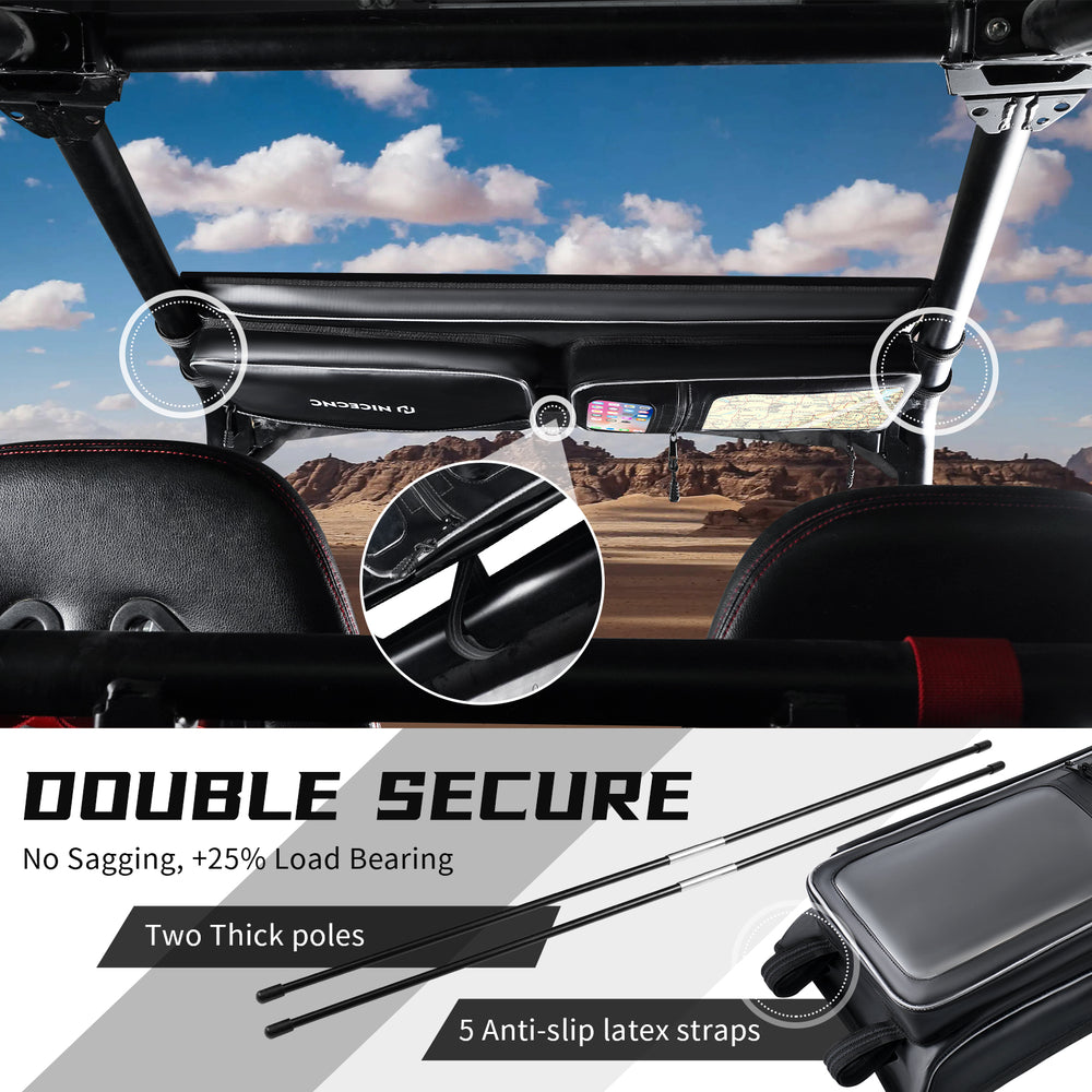 UTV Roof Bag PVC Overhead Storage Tool Bag Large Map Pouch