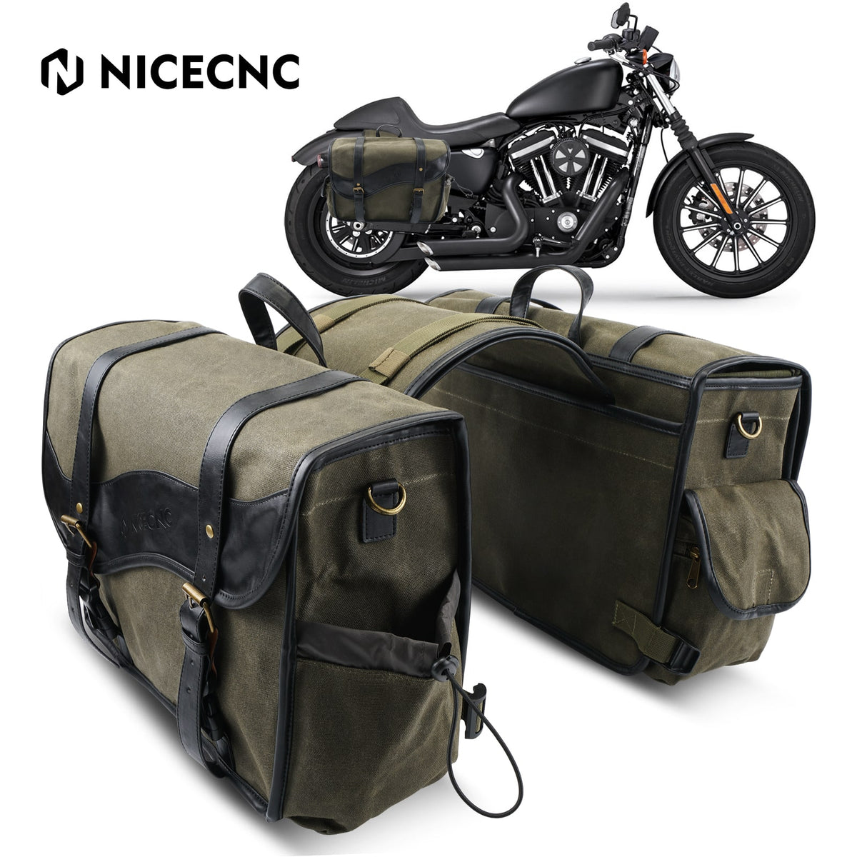 Waxed Canvas Motorcycle Saddle bags Panniers Side Bags