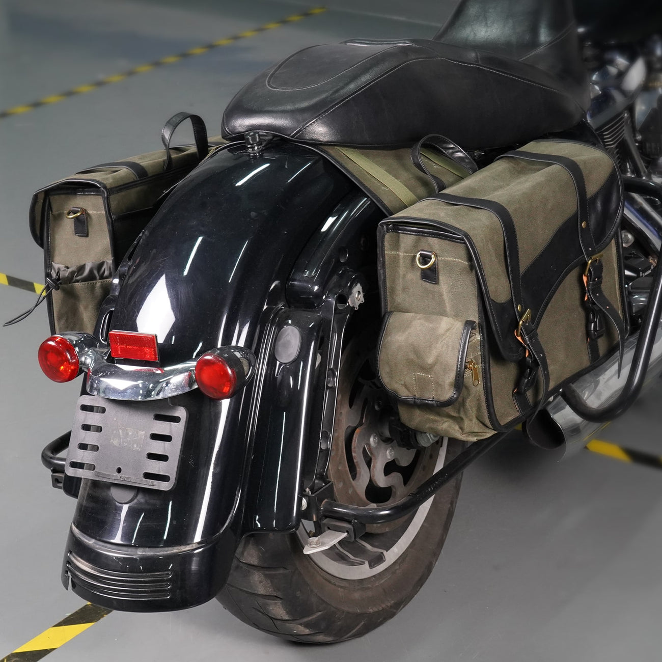 Waxed Canvas Motorcycle Saddle bags Panniers Side Bags