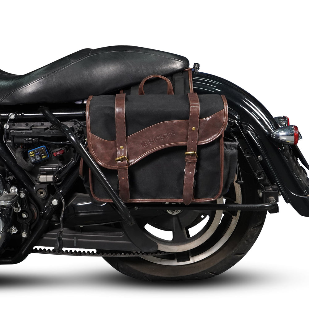 Waxed Canvas Motorcycle Saddle bags Panniers Side Bags